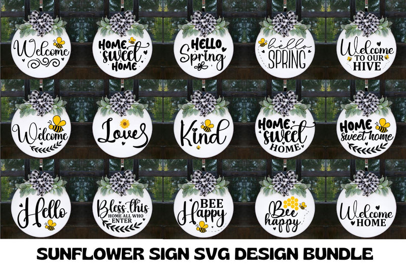 Sunflower Door Signs Svg Bundle - So Fontsy