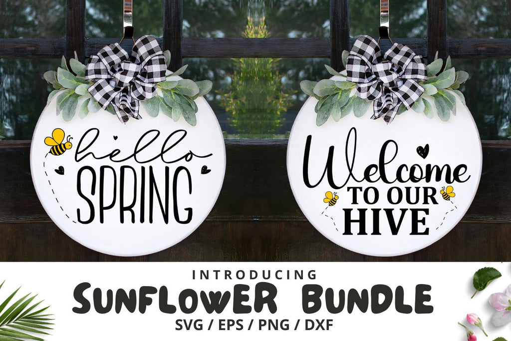 Sunflower Door Signs Svg Bundle - So Fontsy