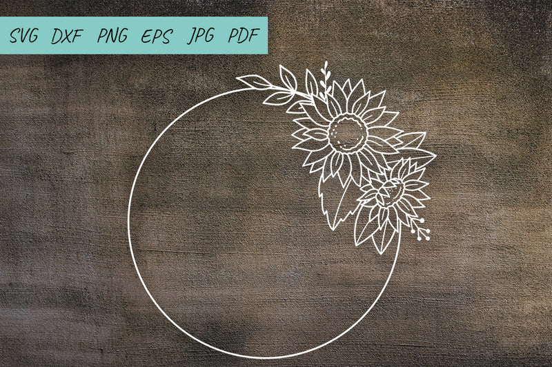 Sunflower Frame SVG, Monogram frame SVG, Wreath - So Fontsy
