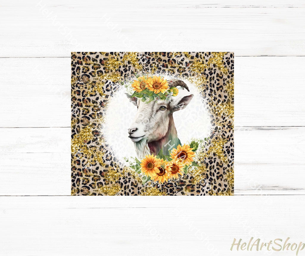 Sunflower Goat SKINNY TUMBLER Png, Sublimation Png - So Fontsy