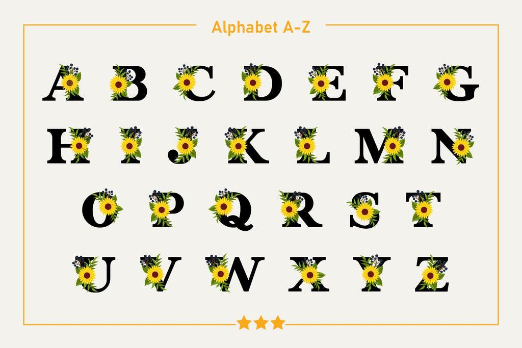Sunflower Monogram Color Fonts - So Fontsy