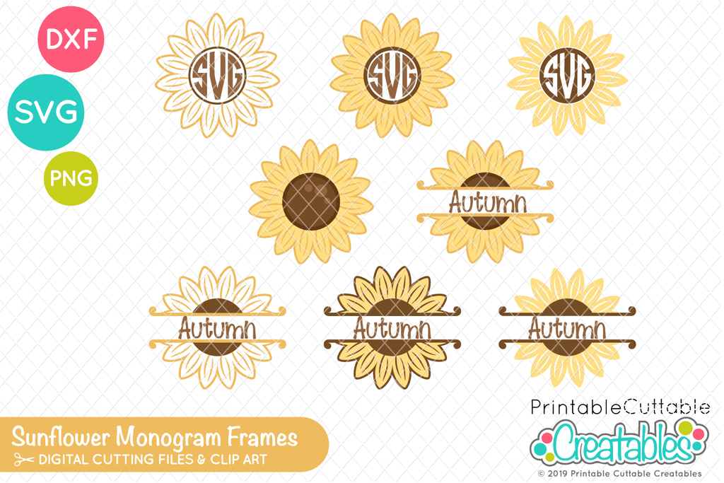 Sunflower Monogram Frames SVG Set - So Fontsy