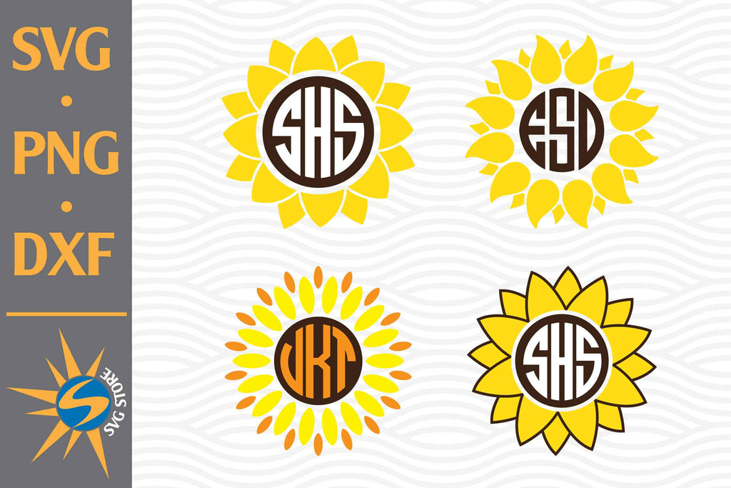 Sunflower Monogram SVG, PNG, DXF Digital Files Include - So Fontsy