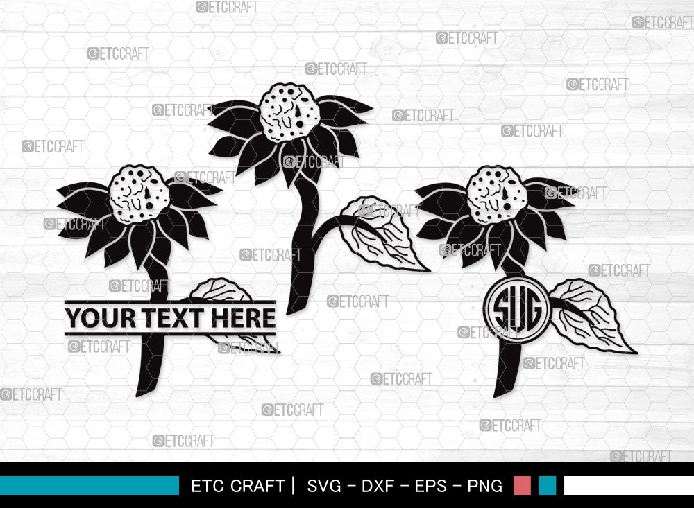 Sunflower Monogram SVG | Sunflower Bundle | Sunflower Clipart ...