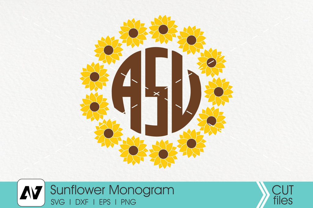 Sunflower Monogram Svg, Sunflower Svg - So Fontsy