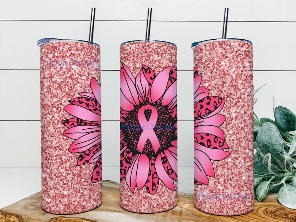 Sunflower Pink Breast Cancer Awareness 20 oz Skinny Wrap Sublimation ...