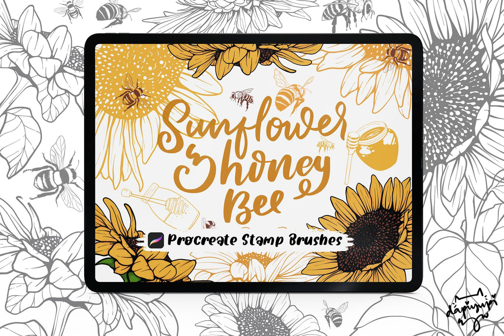 Sunflower Procreate Stamp Brushes - So Fontsy