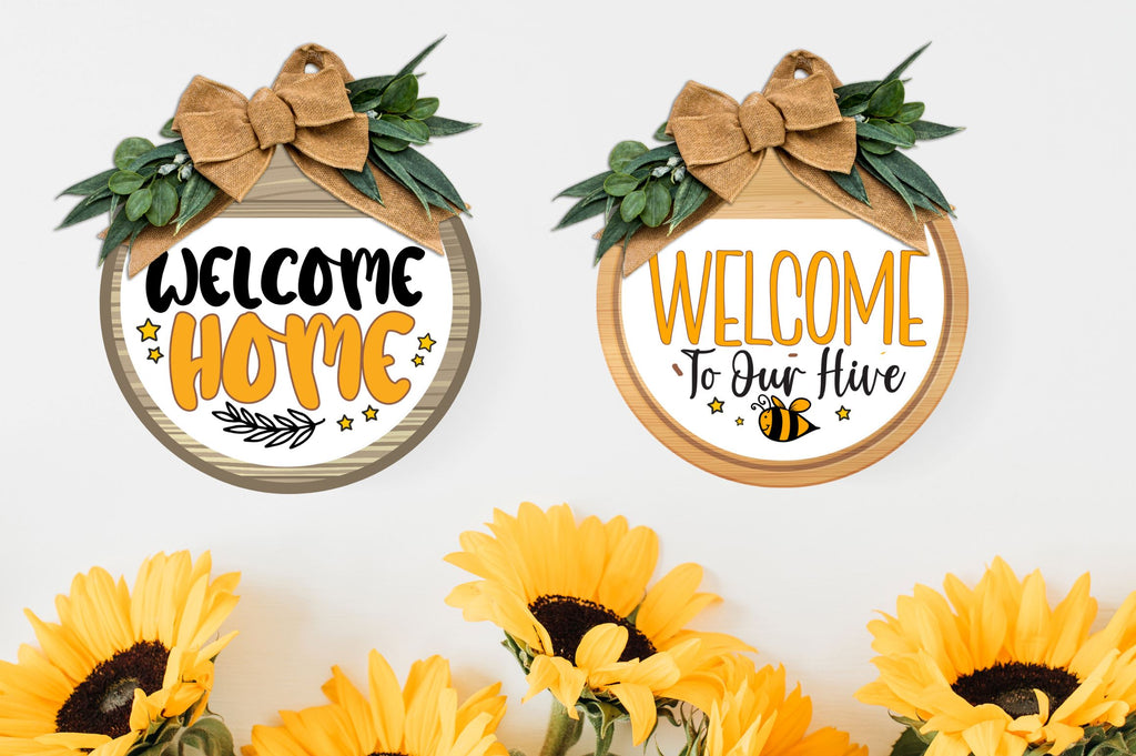 Sunflower Round Signs Bundl - So Fontsy