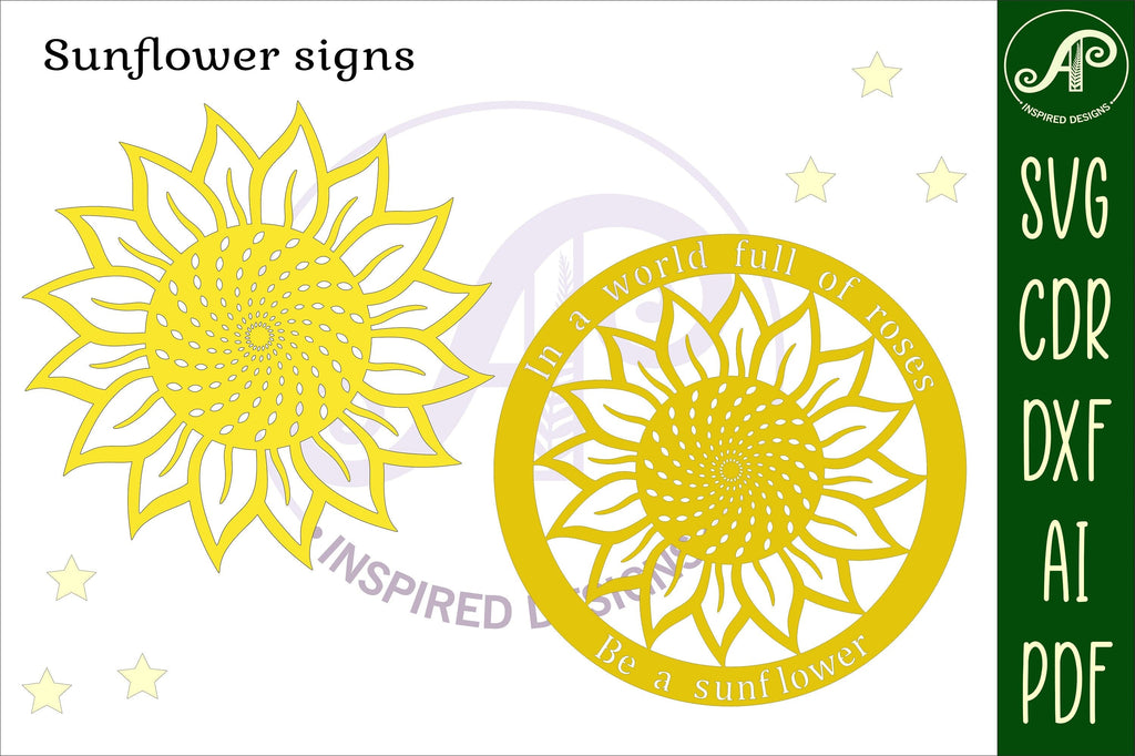 Sunflower signs svg laser cut temp - So Fontsy