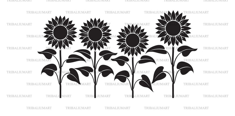 Sunflower Stem. Cut files for Cricut. Clip Art silhouette (eps, svg ...