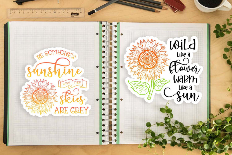 Sunflower Stickers Bundle- Sunflower Quotes Stickers Bundle - So Fontsy