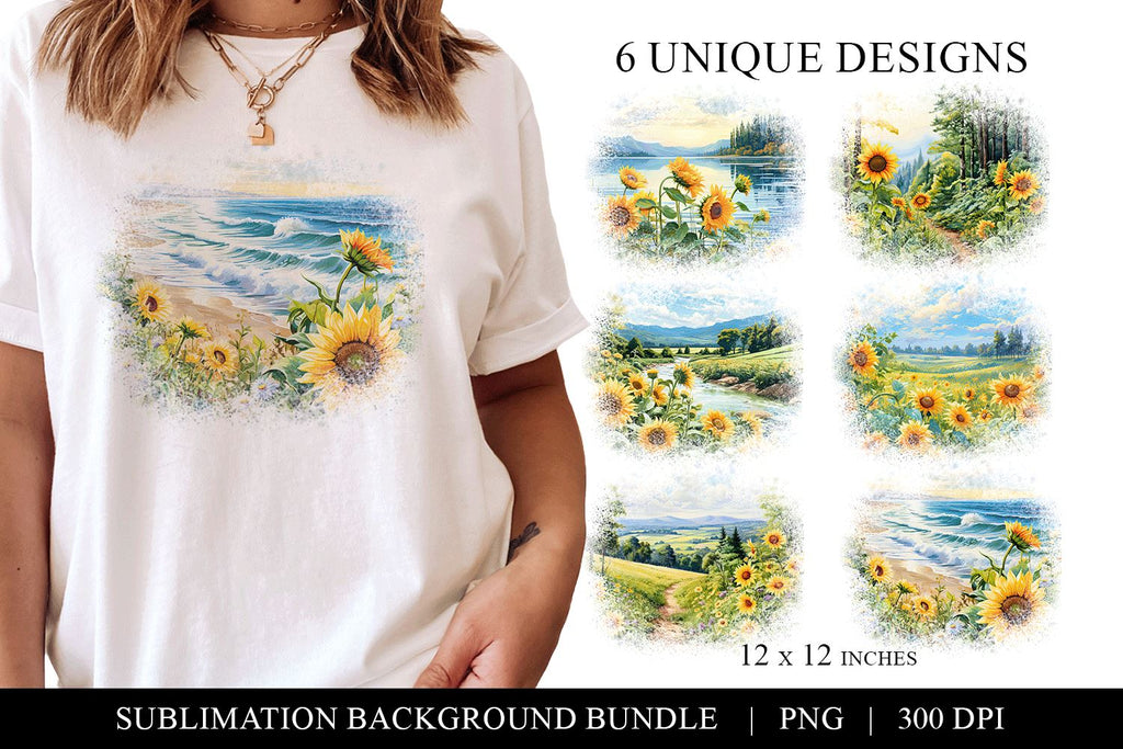 Sunflower Sublimation Background Bundle - So Fontsy