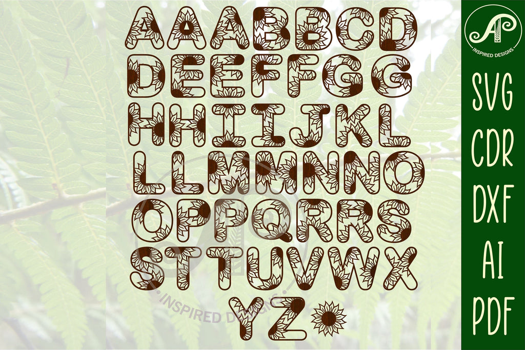 Sunflower theme alphabet set. 2 layer letters. 44 letters - So Fontsy