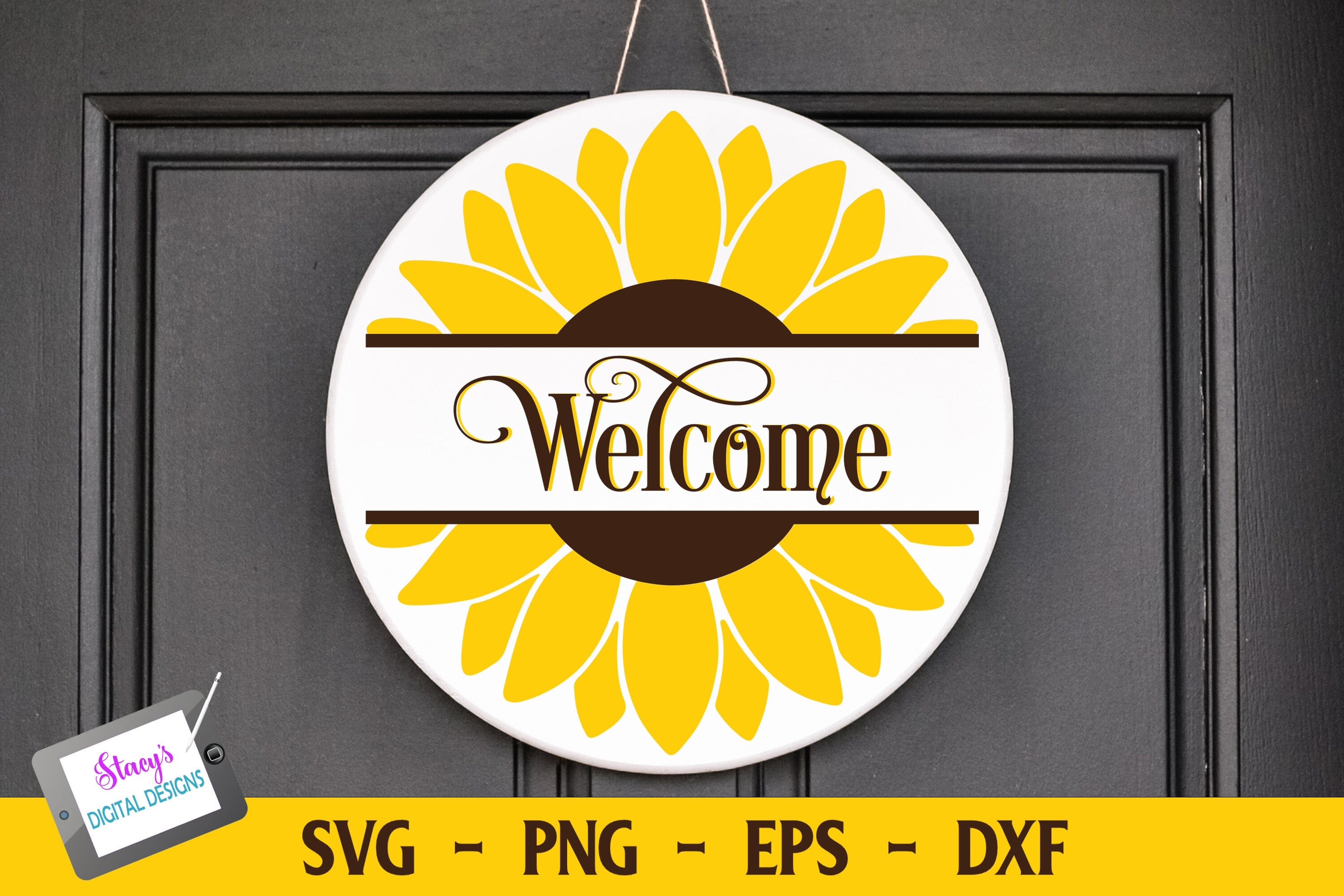 Sunflower Welcome Sign | Door Sign Design - So Fontsy