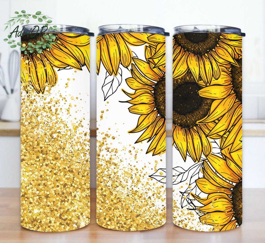 Sunflowers 20oz Tumbler Design, Flower Tumbler Png, Sunflowers Glitter ...
