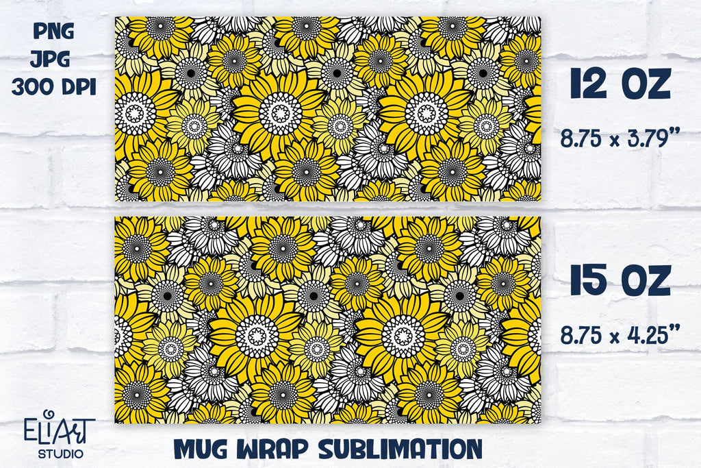 Sunflowers Mug Sublimation PNG, Fall Mug Wrap Sublimation, Mug ...