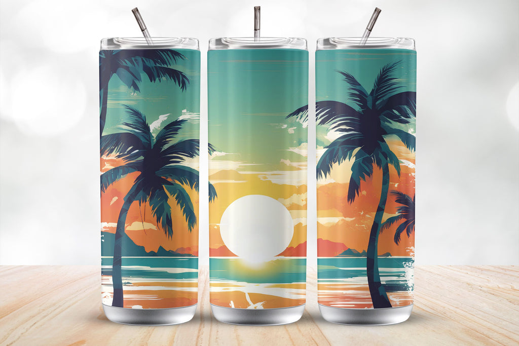 Sunset 20 oz Tumbler Wrap Sublimation Design - So Fontsy