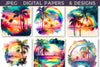 Sunset Beach Digital Paper | Tropical Beach Background - So Fontsy
