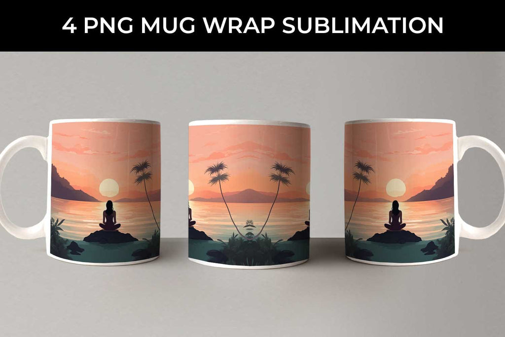 Sunset Serenity - Yoga Mug Wrap Sublimation Bundle - So Fontsy