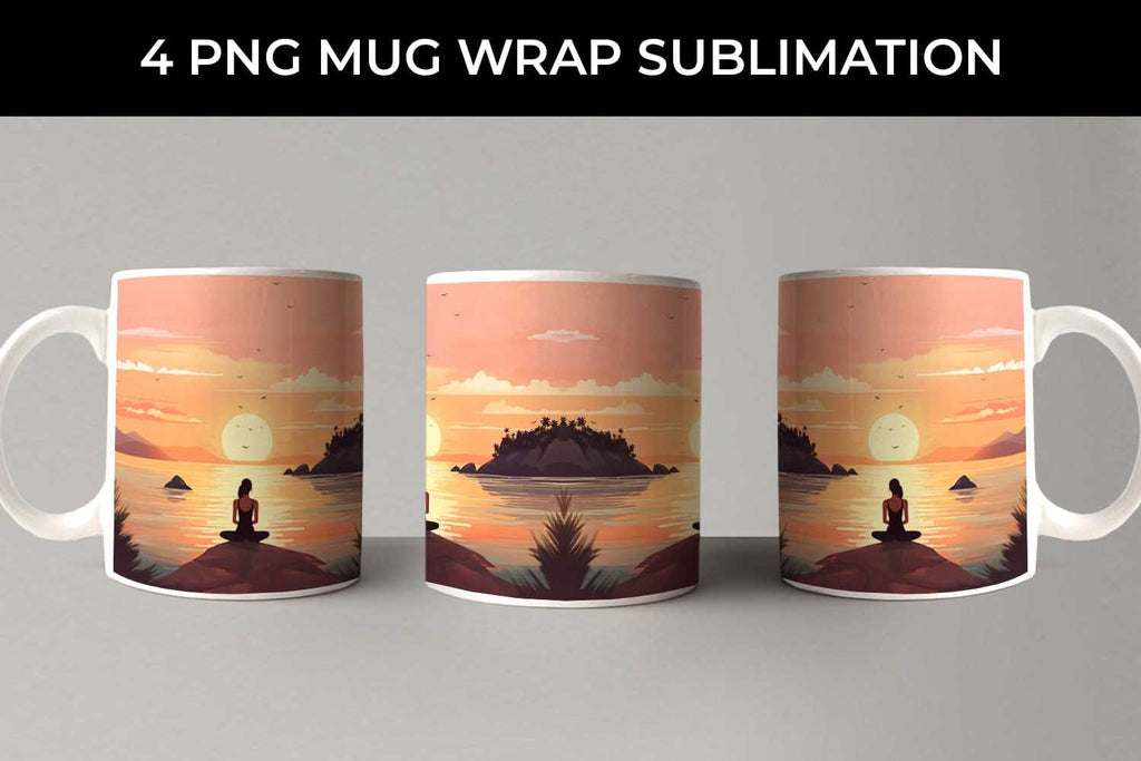 Sunset Serenity - Yoga Mug Wrap Sublimation Bundle - So Fontsy
