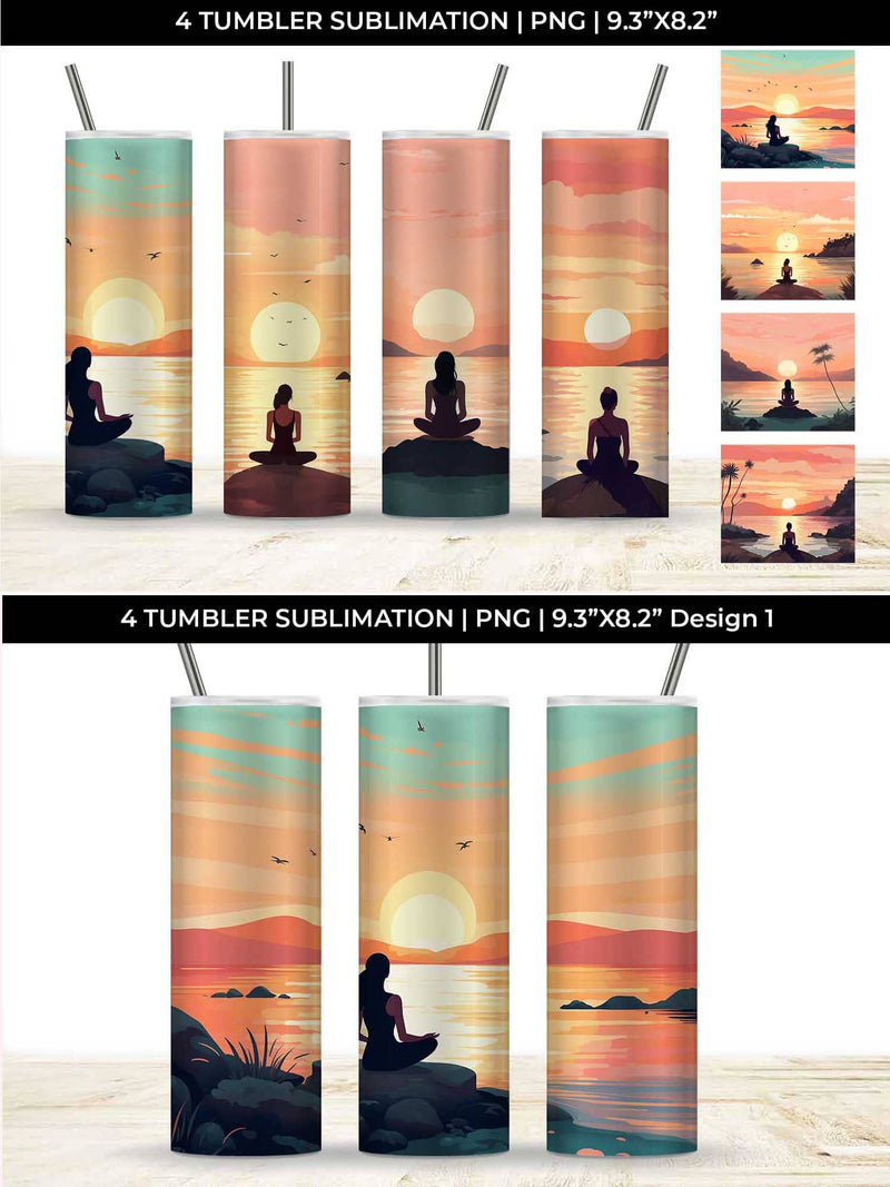 Sunset Serenity - Yoga Tumbler Wrap Bundle - So Fontsy