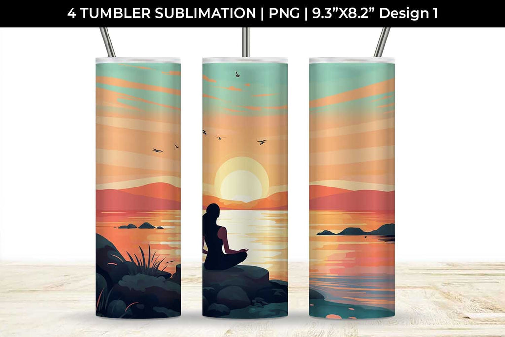 Sunset Serenity - Yoga Tumbler Wrap Bundle - So Fontsy