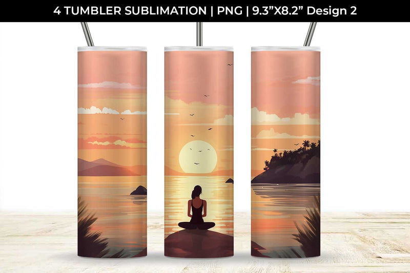 Sunset Serenity - Yoga Tumbler Wrap Bundle - So Fontsy