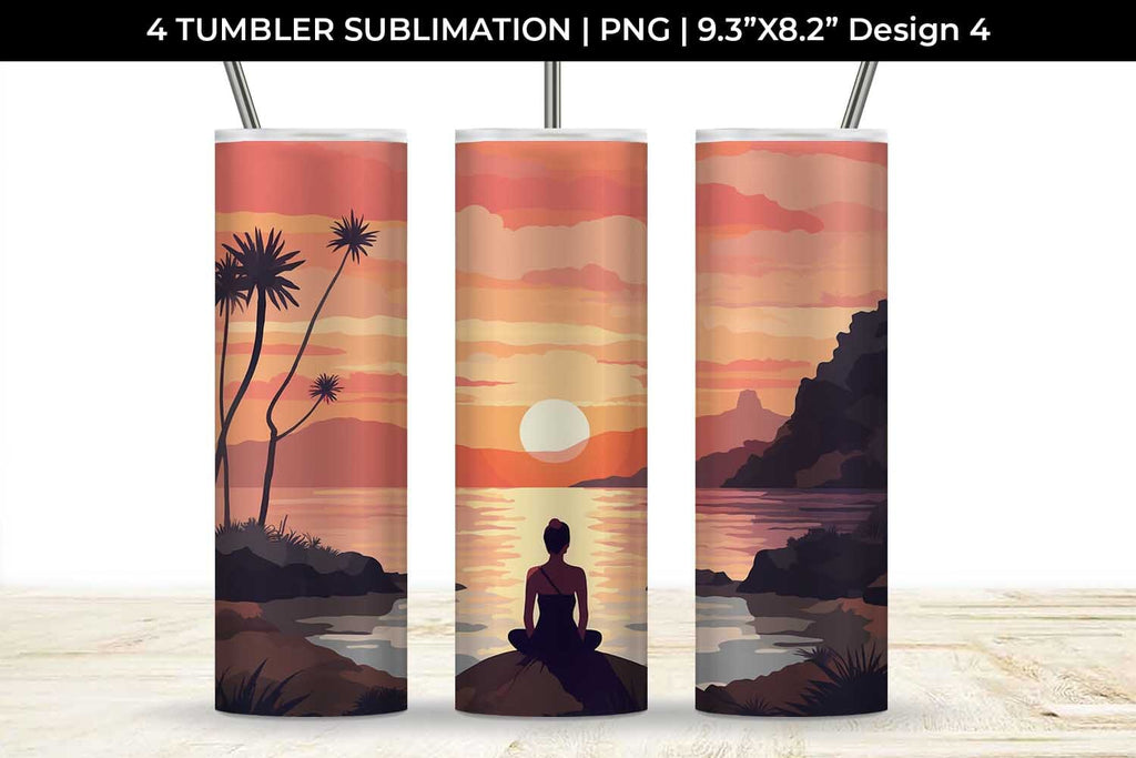 Sunset Serenity - Yoga Tumbler Wrap Bundle - So Fontsy
