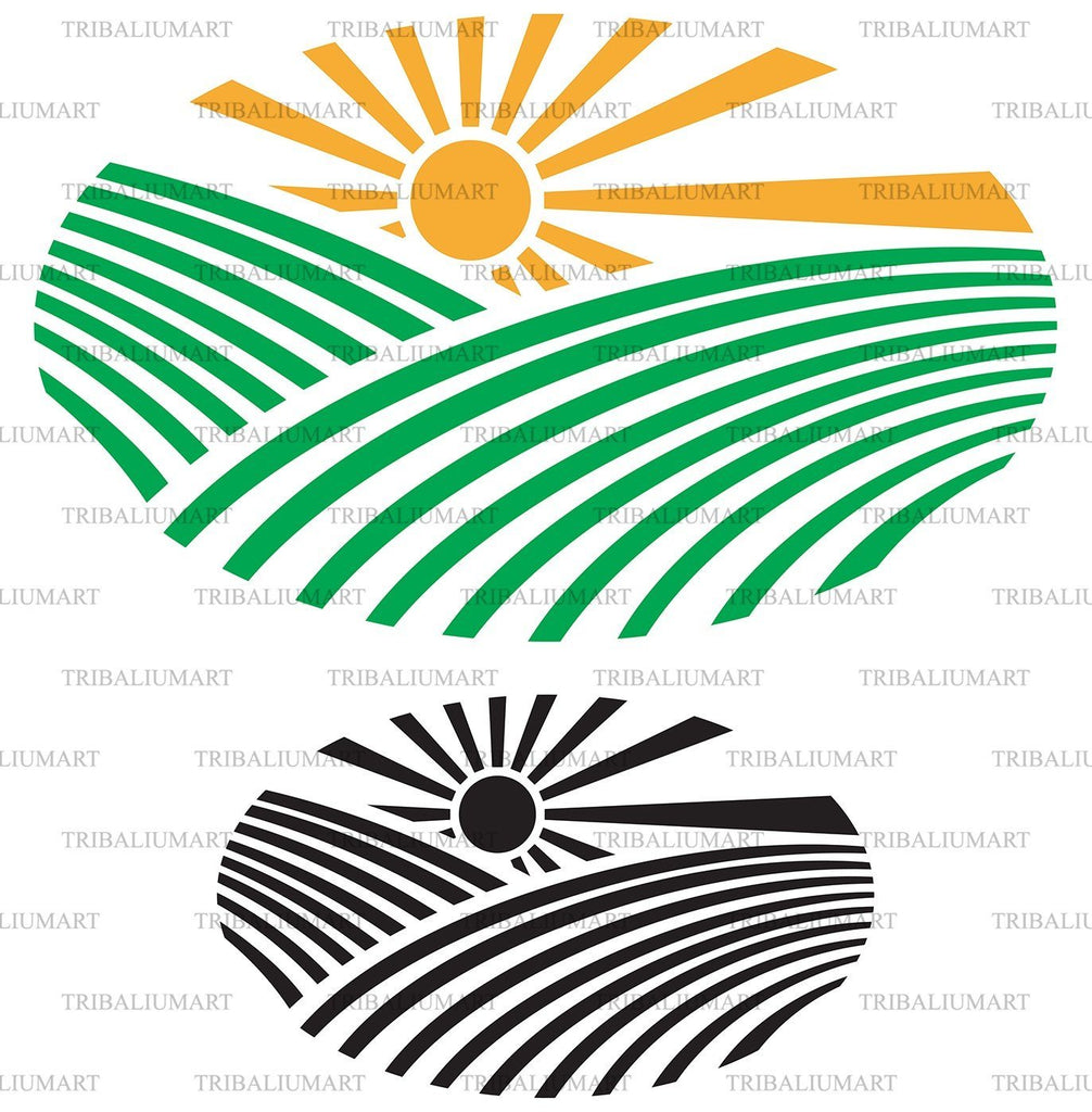 Sunset. Cut files for Cricut. Clip Art silhouette (eps, svg, pdf, png ...