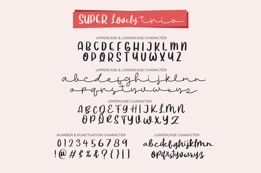 Super Lovely Trio - Cute Handwritten Font - So Fontsy
