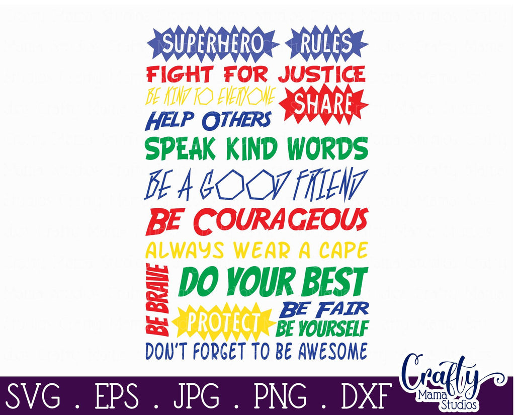 Superhero Svg - Superhero Rules SVG - Be Kind Svg - So Fontsy
