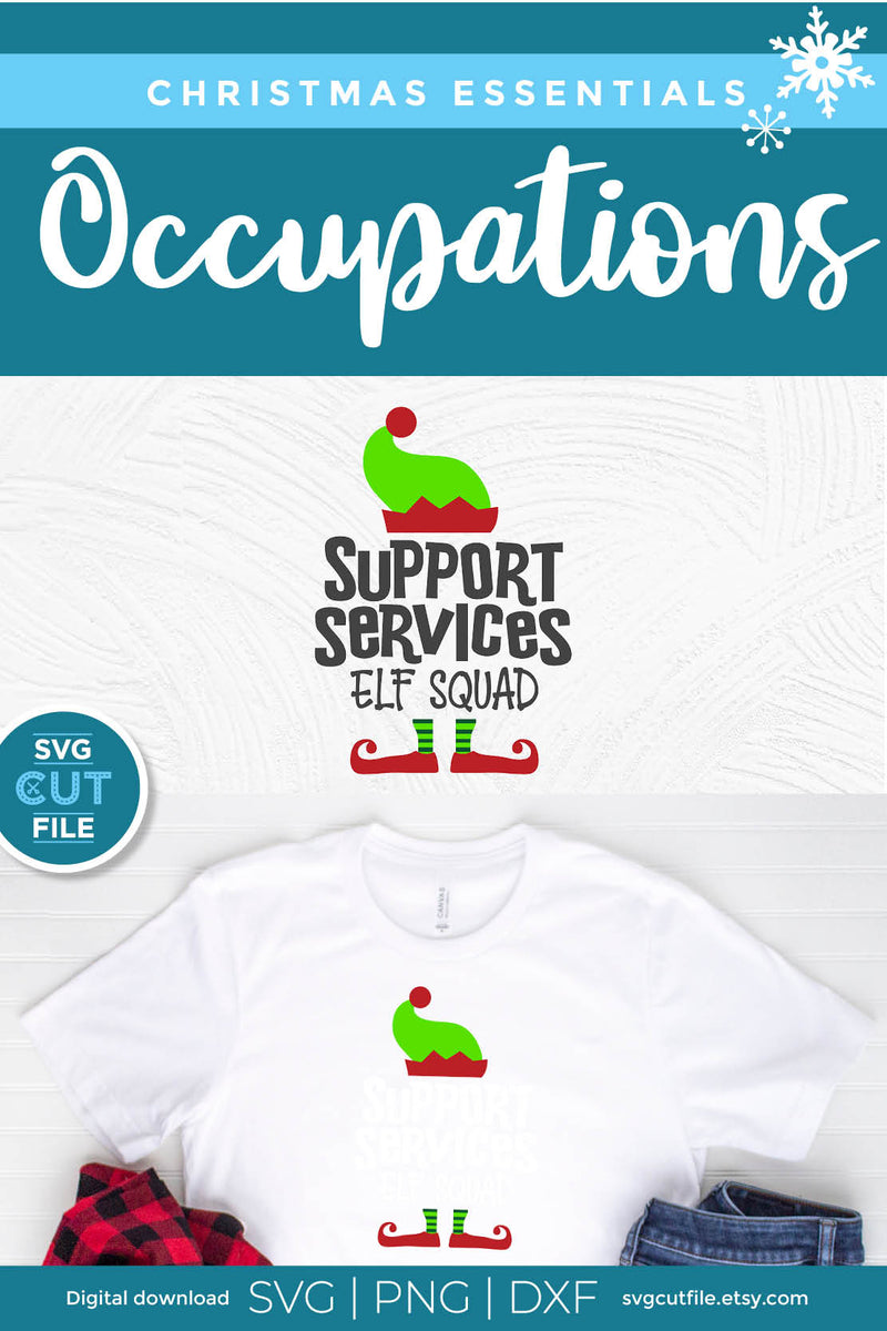 Support Services svg with Christmas elf design - So Fontsy