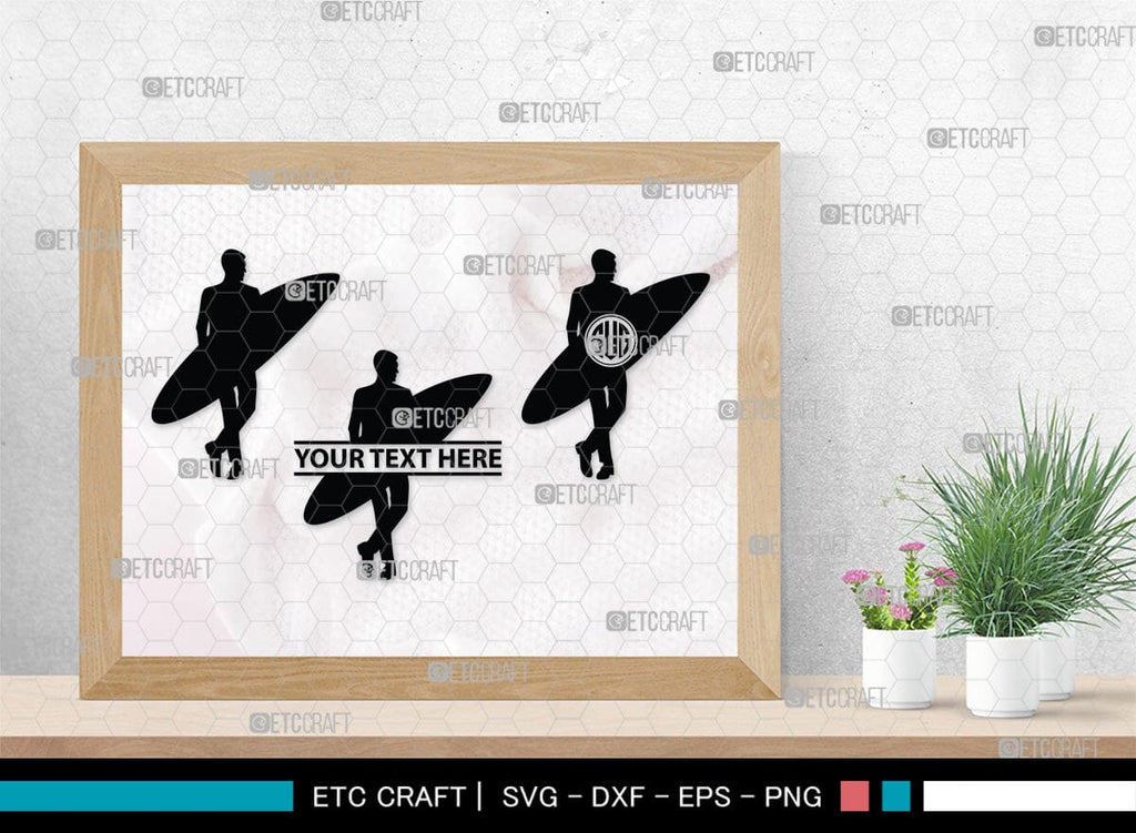 Surfing Monogram, Surfing Silhouette, Surfing SVG, Surfboard Svg, Surf ...