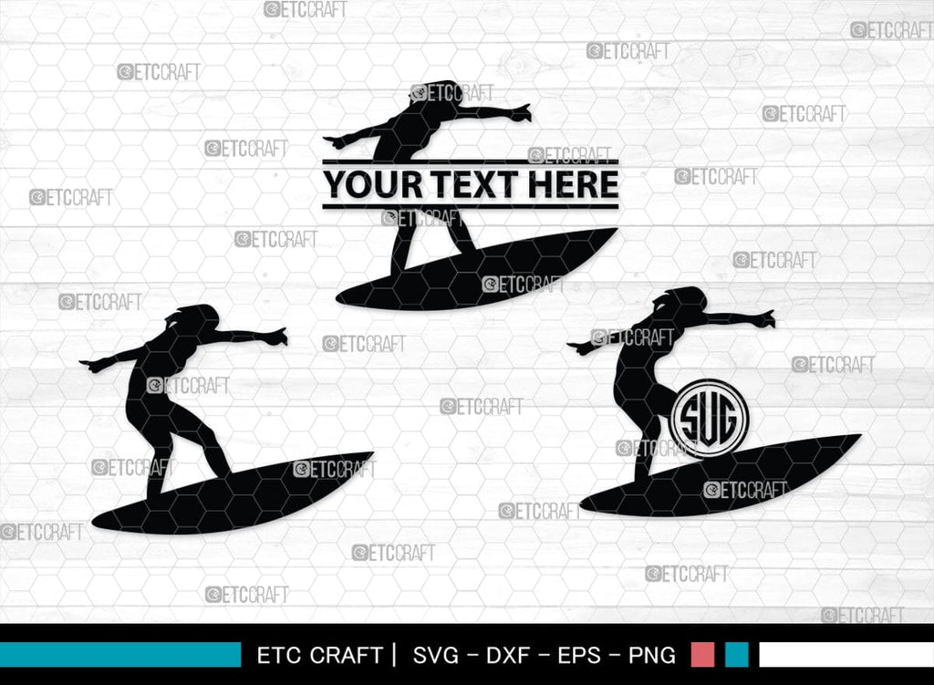 Surfing Monogram, Surfing Silhouette, Surfing SVG, Surfboard Svg, Surf ...