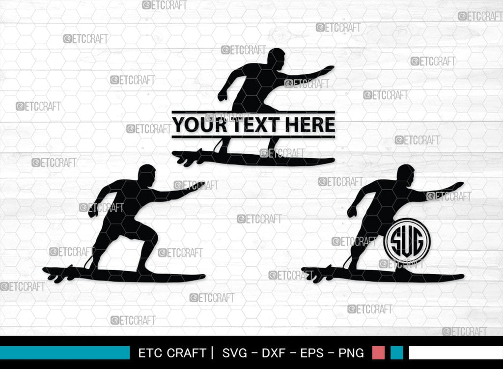 Surfing Monogram, Surfing Silhouette, Surfing SVG, Surfboard Svg, Surf ...