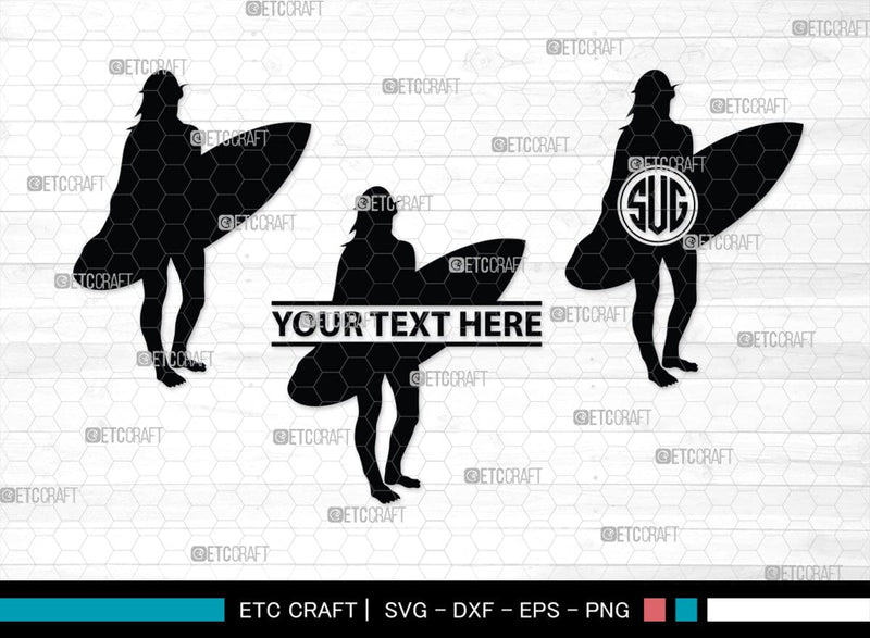Surfing Monogram, Surfing Silhouette, Surfing SVG, Surfboard Svg, Surf ...