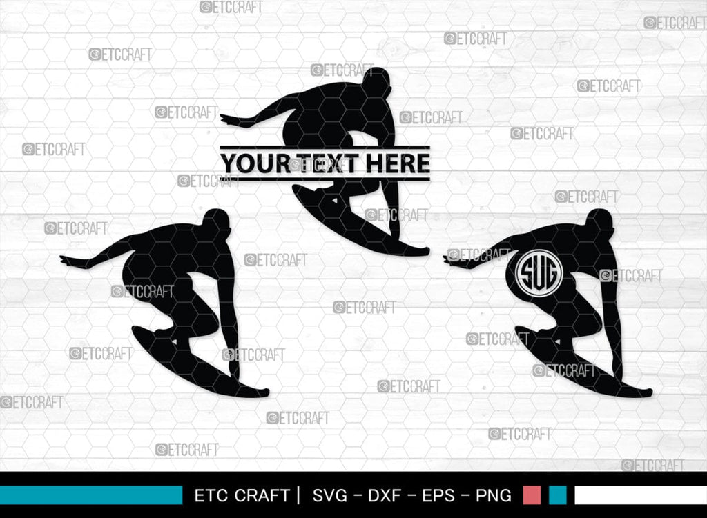 Surfing Monogram, Surfing Silhouette, Surfing SVG, Surfboard Svg, Surf ...