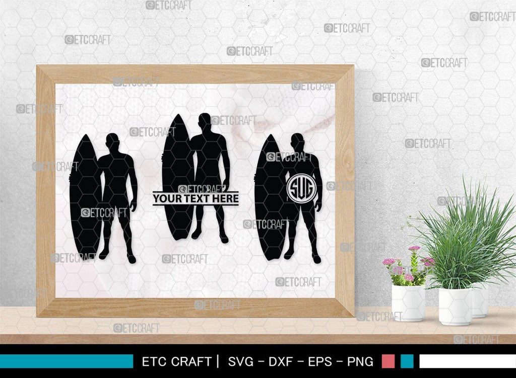 Surfing Monogram, Surfing Silhouette, Surfing SVG, Surfboard Svg, Surf ...