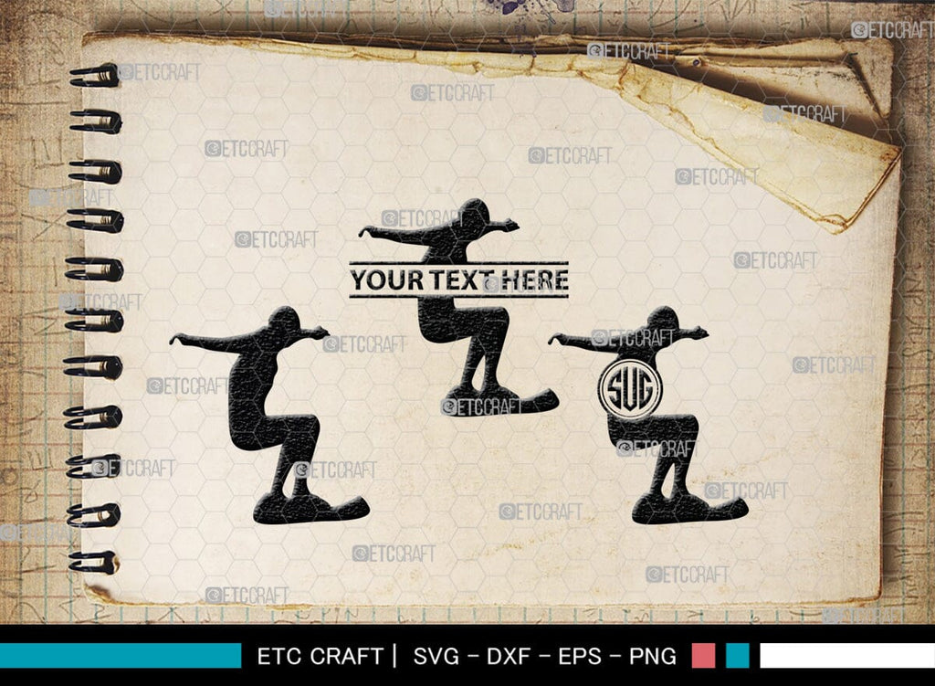 Surfing Monogram, Surfing Silhouette, Surfing SVG, Surfboard Svg, Surf ...