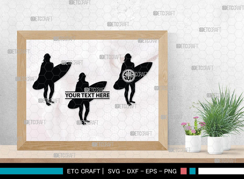 Surfing Monogram, Surfing Silhouette, Surfing SVG, Surfboard Svg, Surf ...