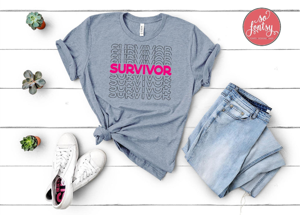 Survivor Stacked Mirror Text Design - So Fontsy