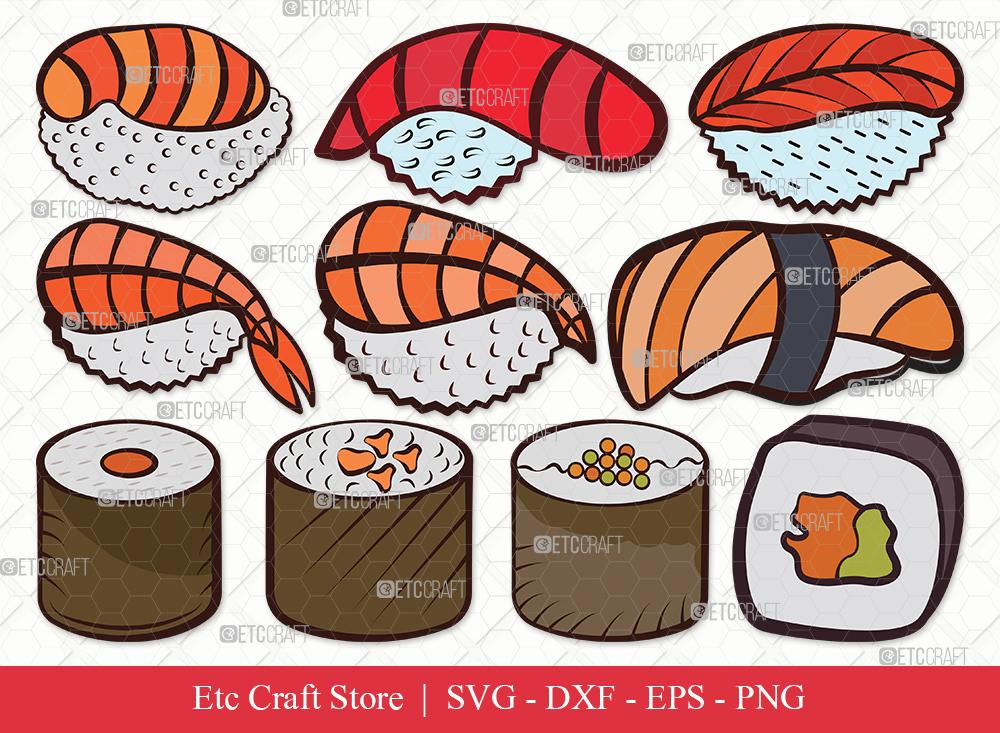 Sushi Clipart SVG Cut File | Nigiri & Soy Sauce Svg | Japanese Food Svg ...