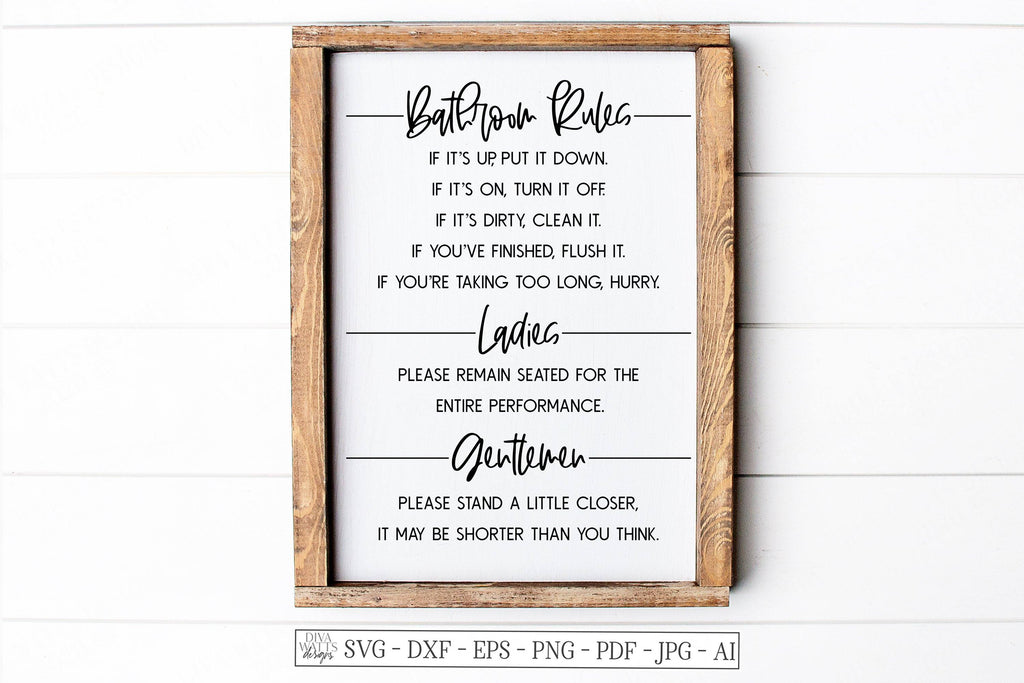SVG | Bathroom Rules | Cutting File | Ladies Gentlemen Farmhouse Rustic ...