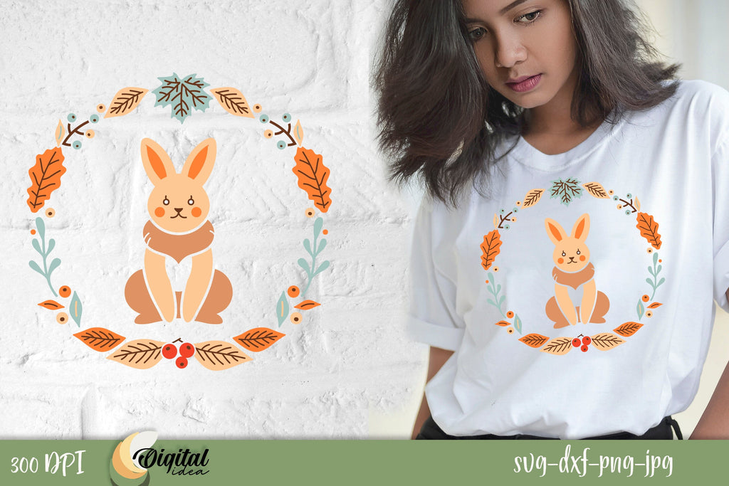 SVG Fall Animals Design. Funny Rabbit SVG. Fall SVG. - So Fontsy