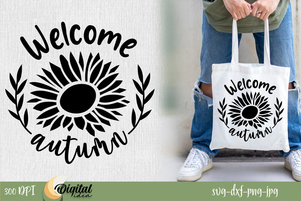 SVG Fall Black inscription. Welcome Autumn SVG. - So Fontsy