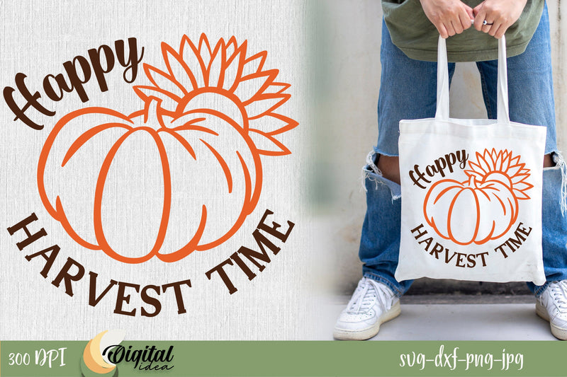 SVG Fall inscription. Harvest Time SVG. - So Fontsy