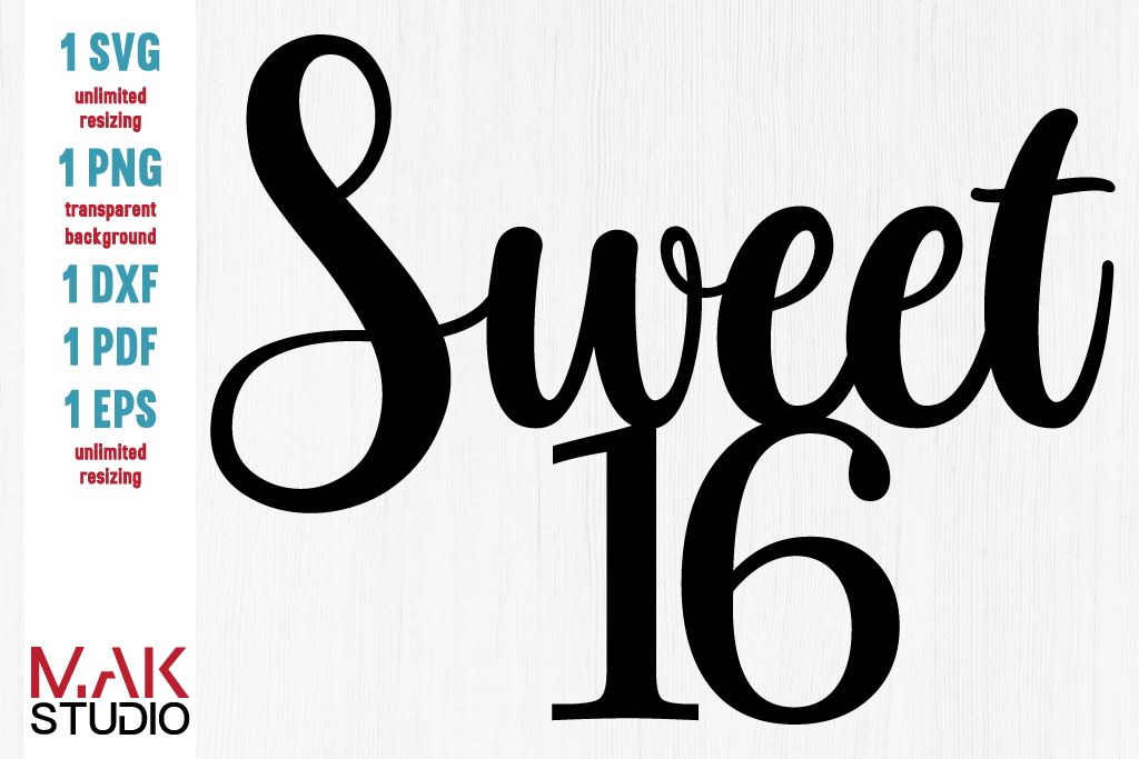 Sweet 16 svg, Sweet 16 svg file, Sixteenth birthday svg, Sixteenth ...