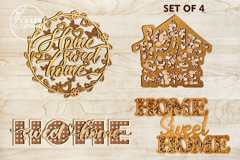 Sweet Home Signs Bundle Multilayer Cut Template, Mandala, Sign SVG, 3D ...