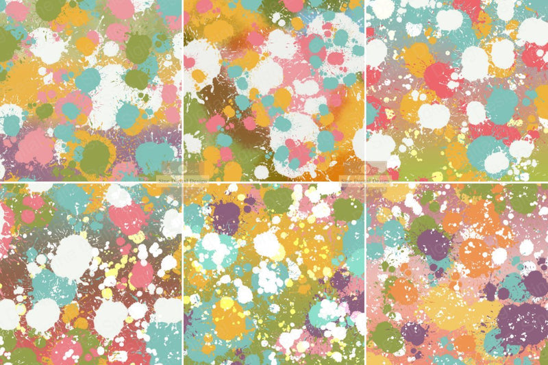 Sweet Paint Splatters Digital Paper Backgrounds - So Fontsy