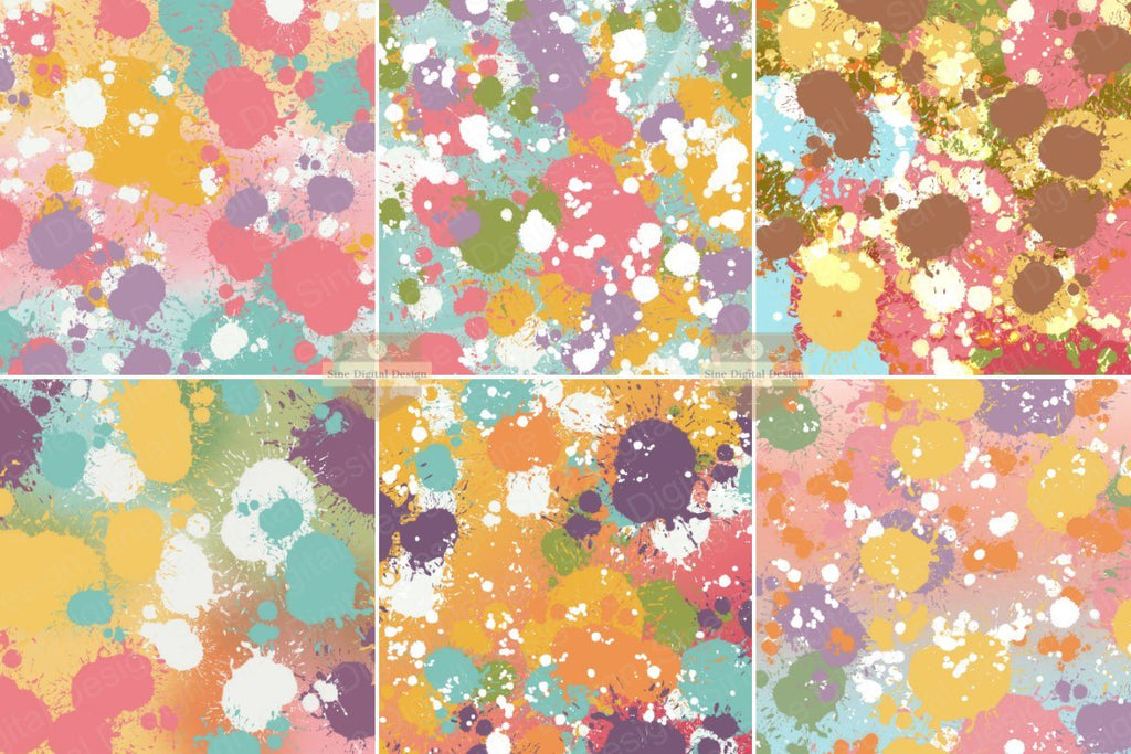 Sweet Paint Splatters Digital Paper Backgrounds - So Fontsy